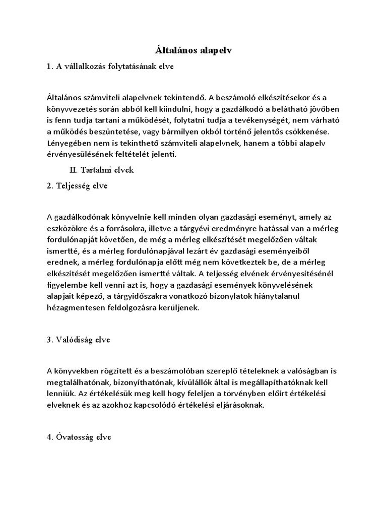 Számviteli Alapelvek | PDF