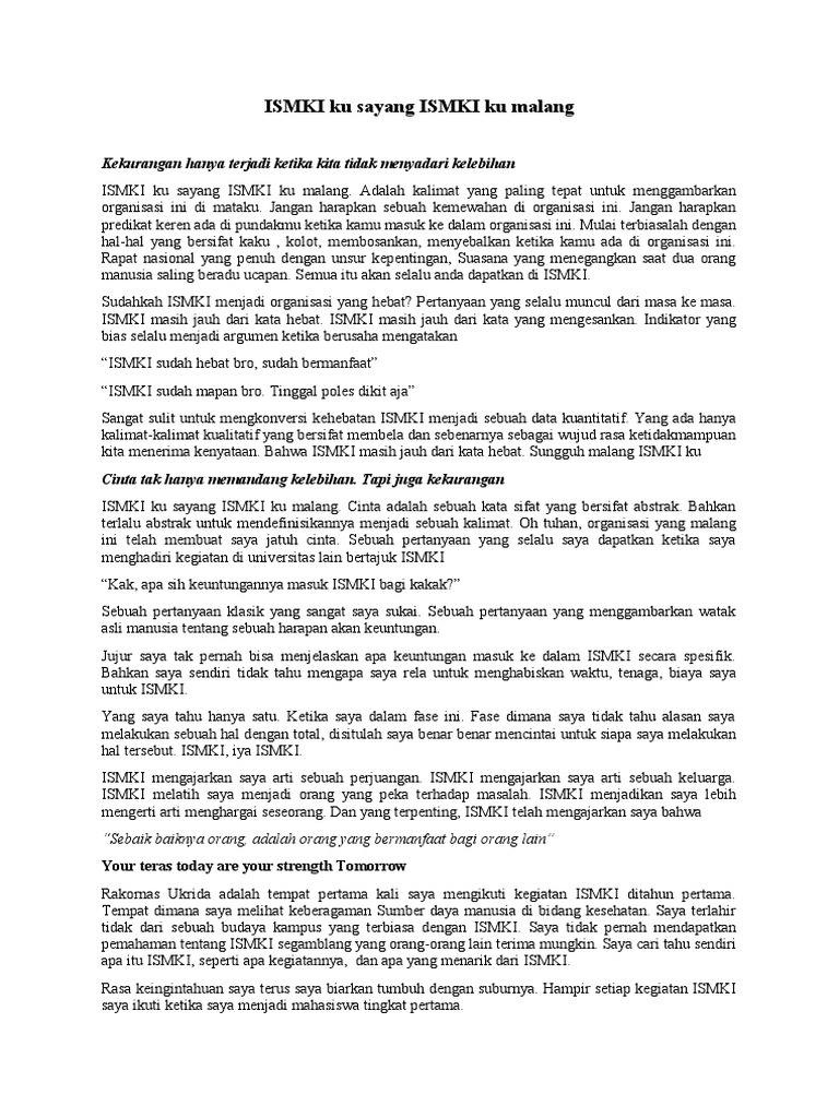 Cinta dan Tantangan di ISMKI | PDF | Pengembangan Diri
