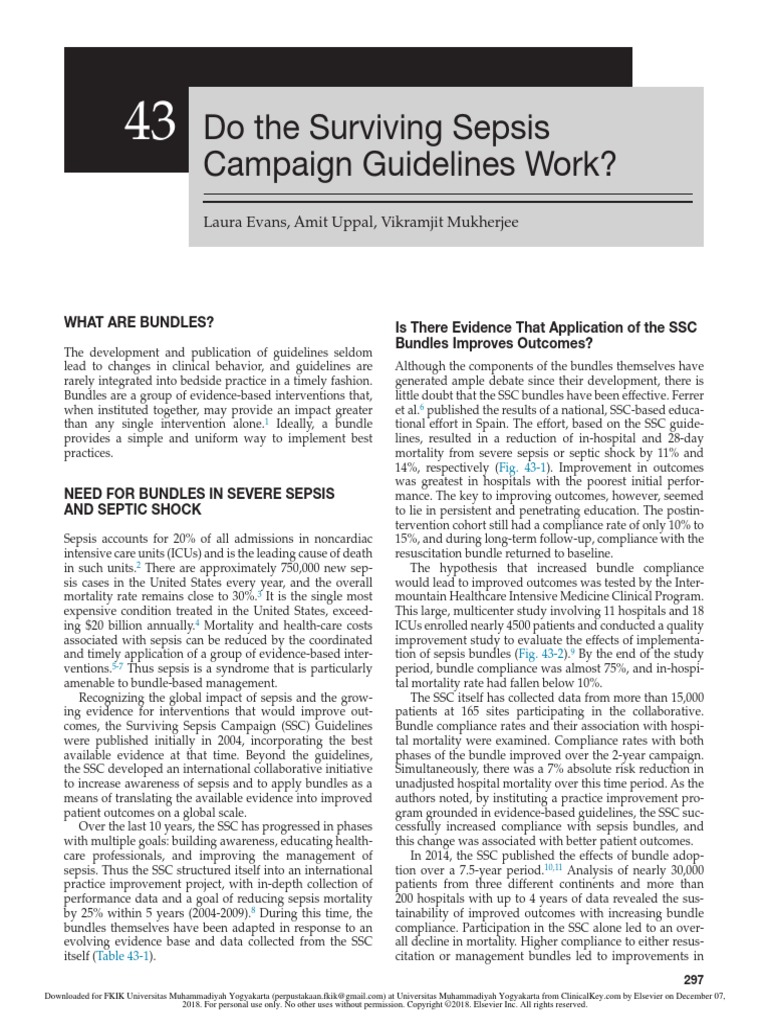 Chapter 43 - Do The Surviving Sepsis Campaign Guidelines Work | PDF ...
