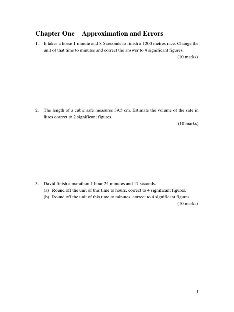 Chapter One Approximation and Errors | PDF | Significant Figures | Length