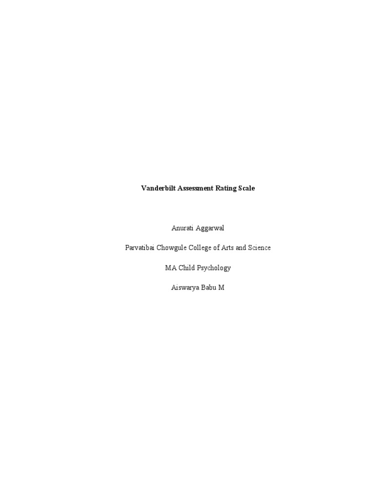 Vanderbilt ADHD Diagnostic Rating Scale | PDF | Attention Deficit ...