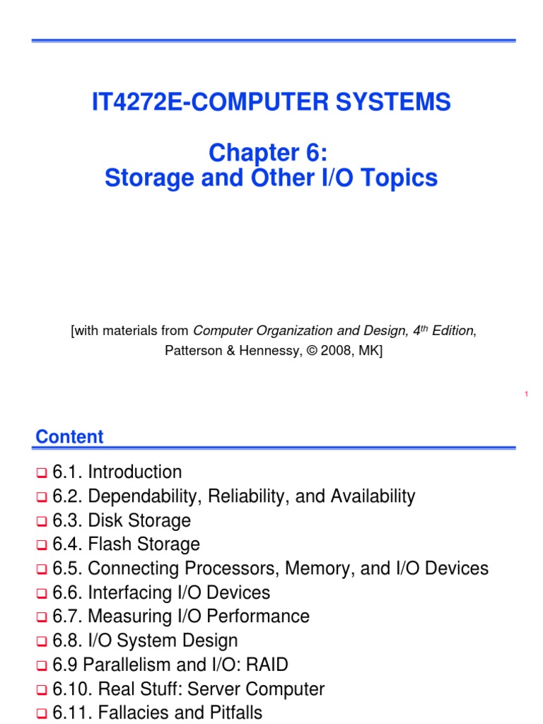 CS-chap6-Storage and Other IO Topics | PDF | Hard Disk Drive | Flash Memory