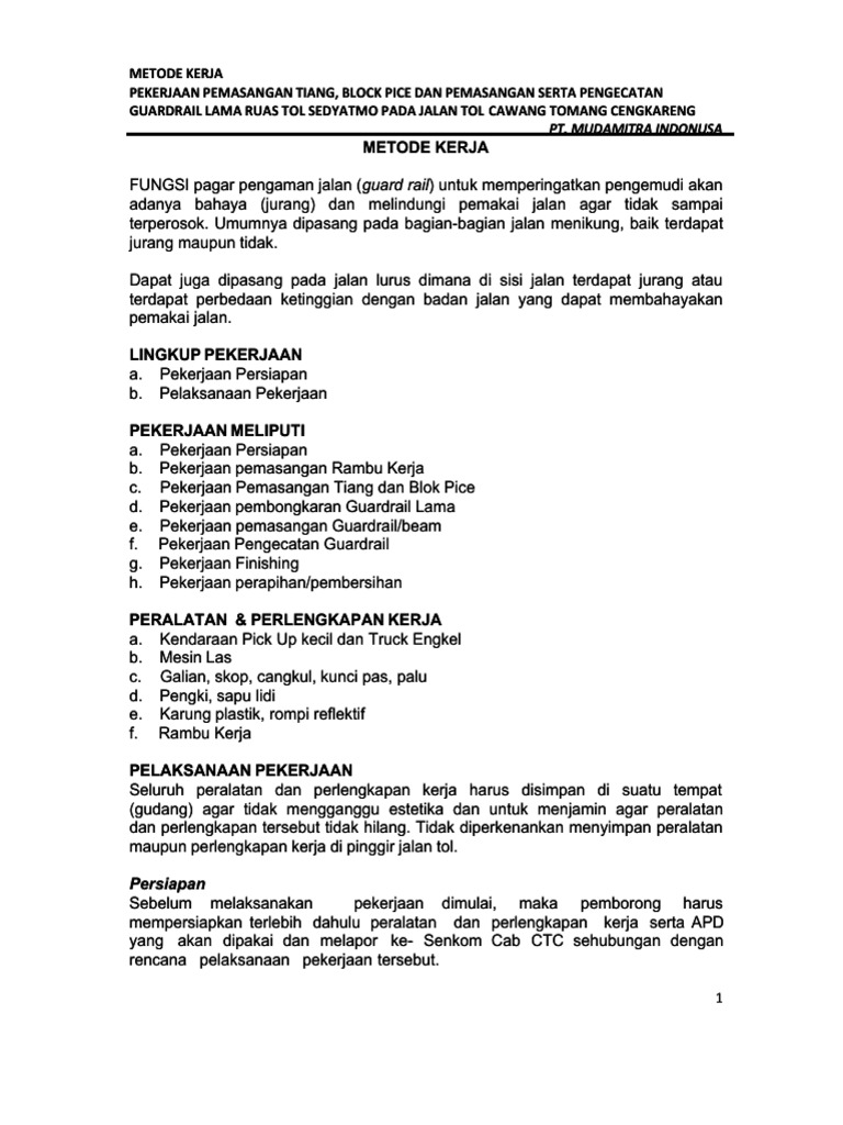 Metode Pelaksanaan | PDF