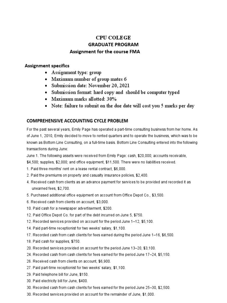 FMA Assignment One | PDF | Expense | Debits And Credits