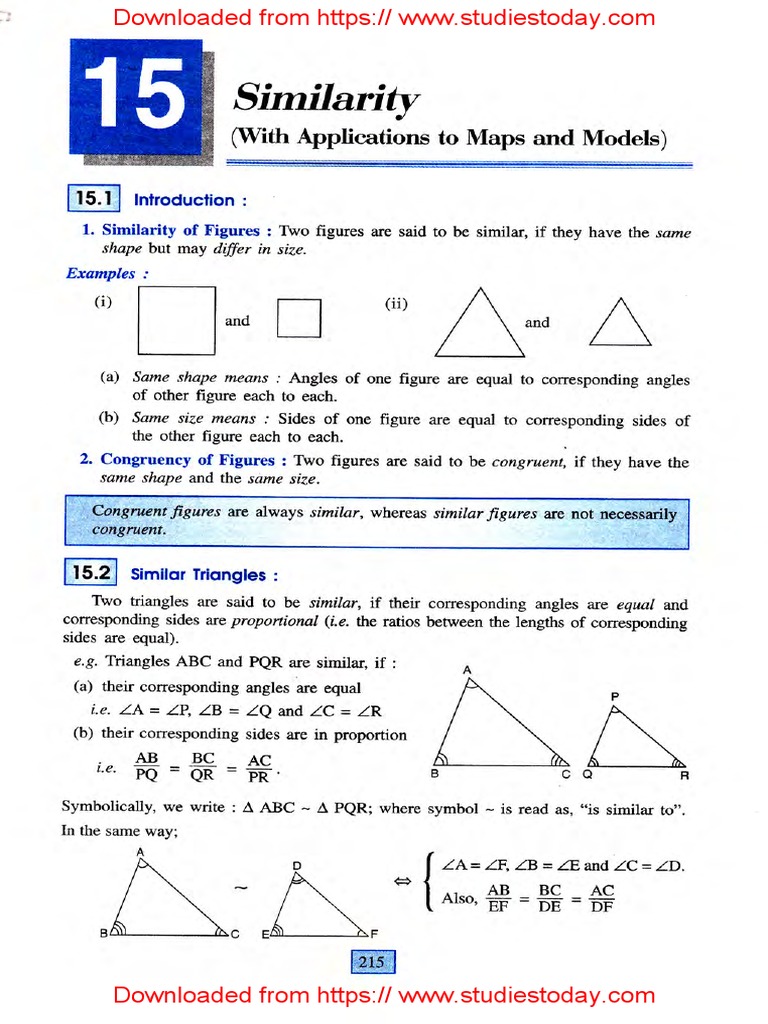 ICSE Class 10 Maths Chapter 15 Similarity | PDF
