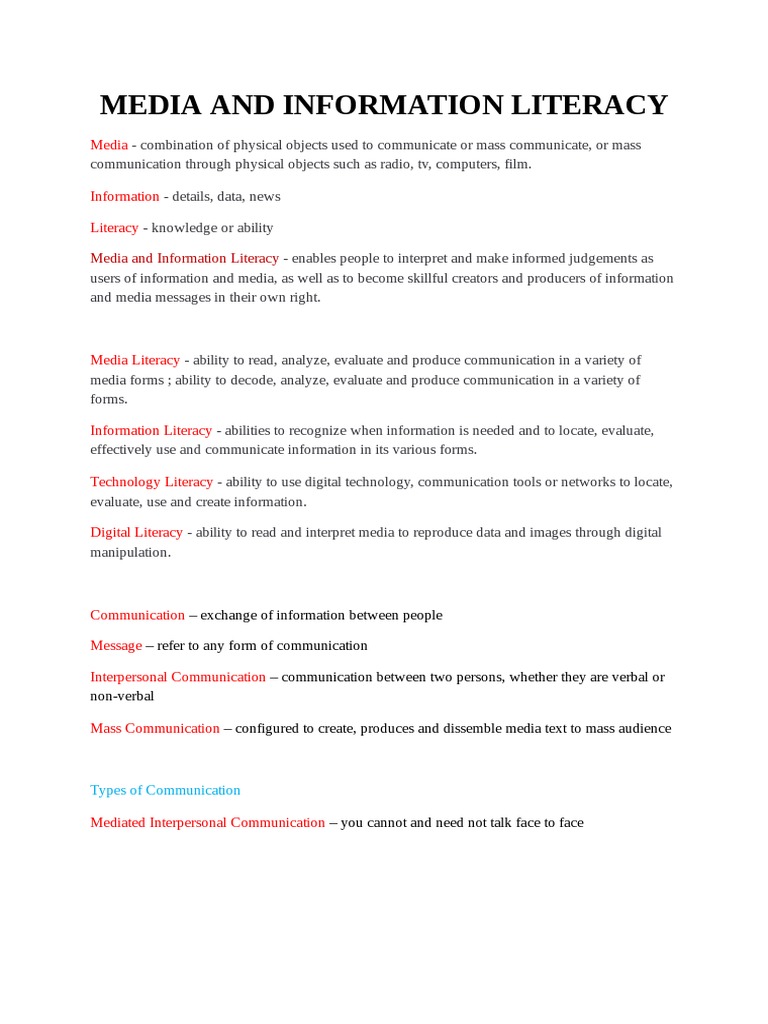 Understanding Media Literacy Skills | PDF
