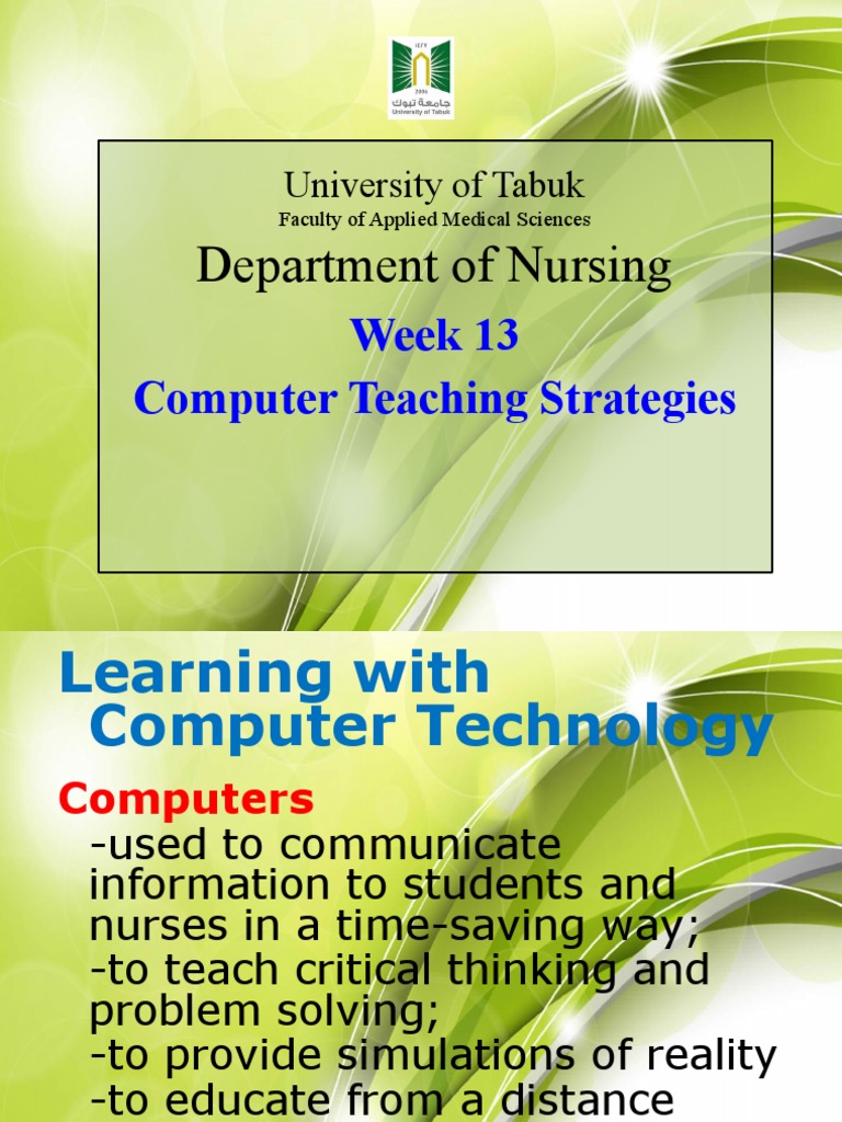 WK - 13 - Computer Teaching Strategies | PDF | Simulation | Nursing
