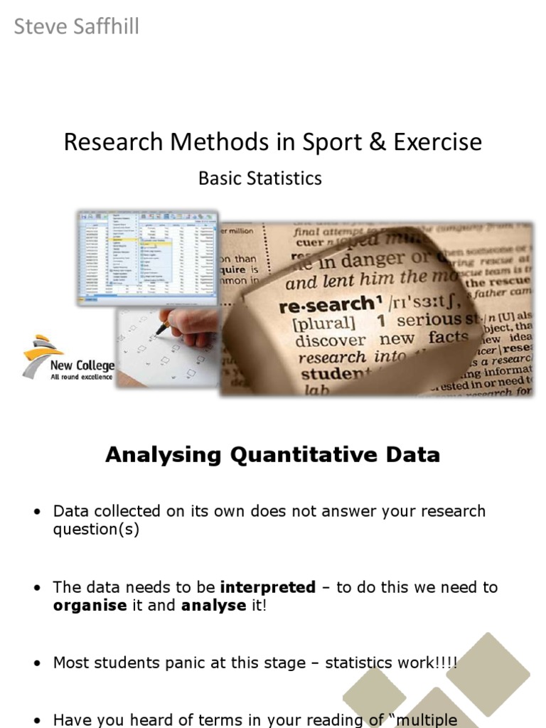 Research Methods in Sport and Exercise Basic Statistics | PDF ...