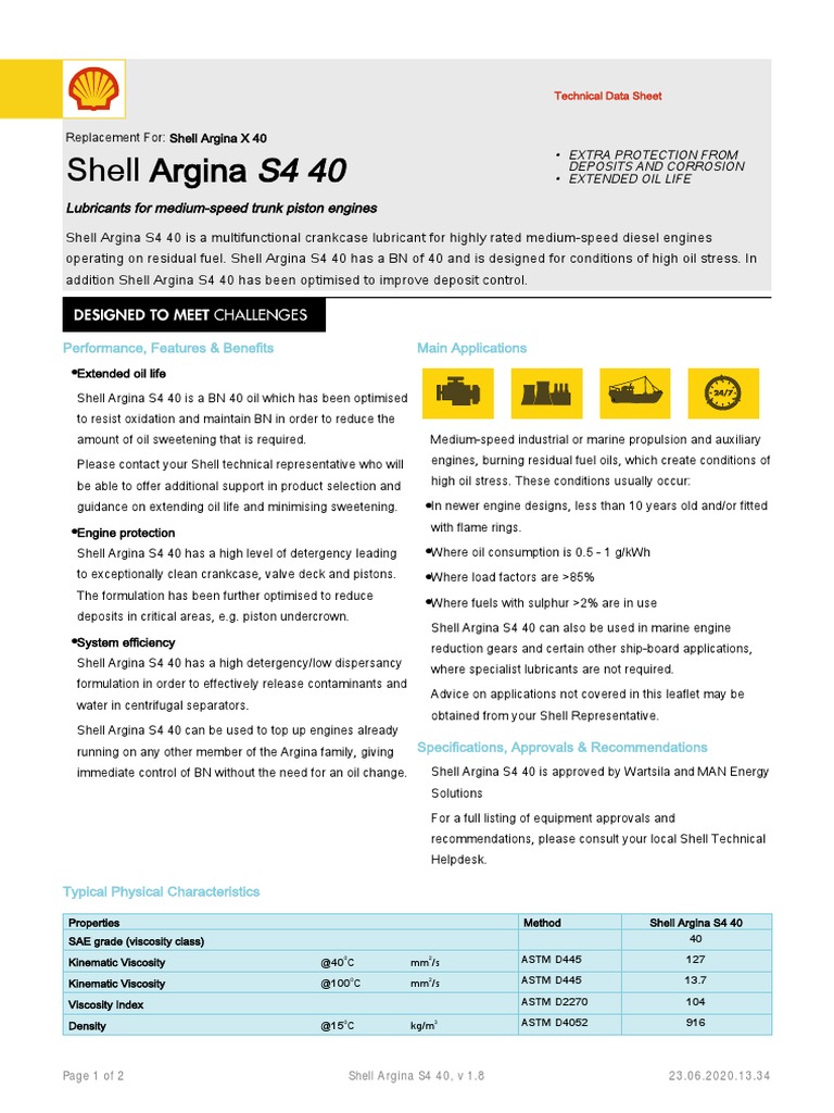 Shell Argina S4 40: Performance, Features & Benefits Main Applications ...