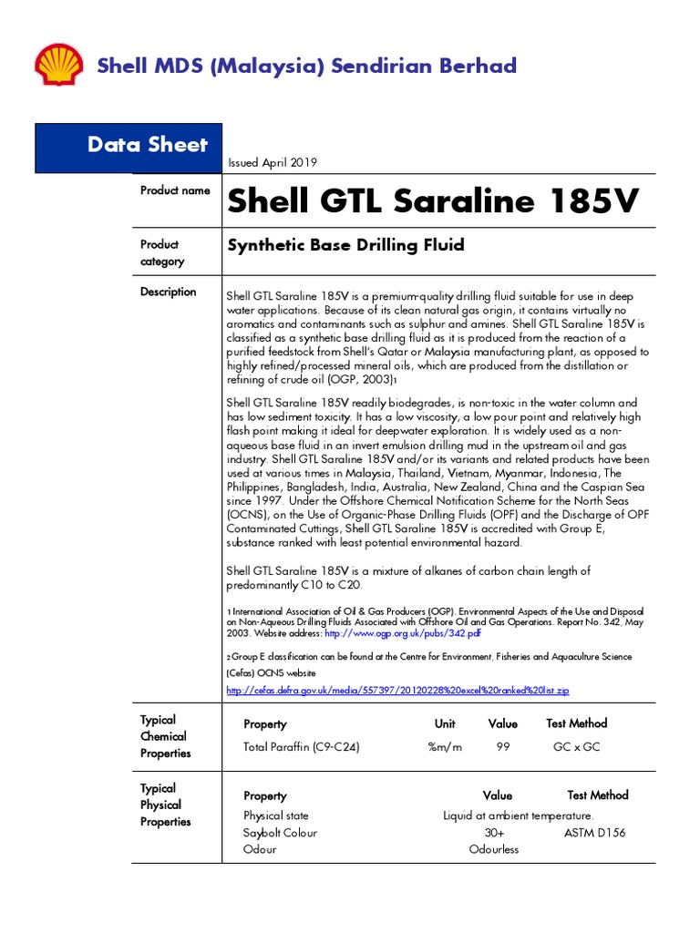 Shell Saraline 185V TDS | PDF | Gas To Liquids | Oil Well