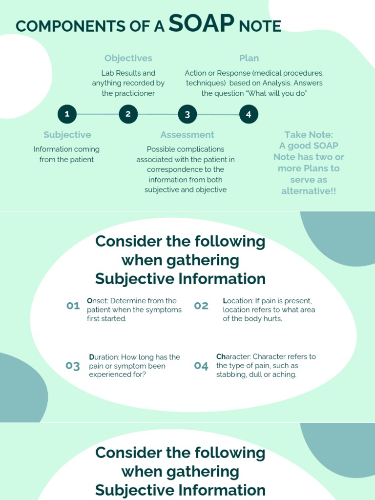 Components of A Note: Plan Objectives | PDF | Pain | Epidemiology