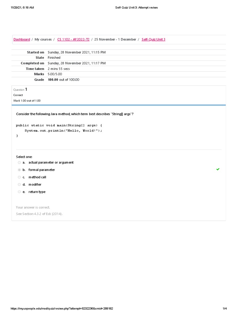 Review Of A Self Quiz On Java Method Concepts Pdf Parameter Computer Programming C 