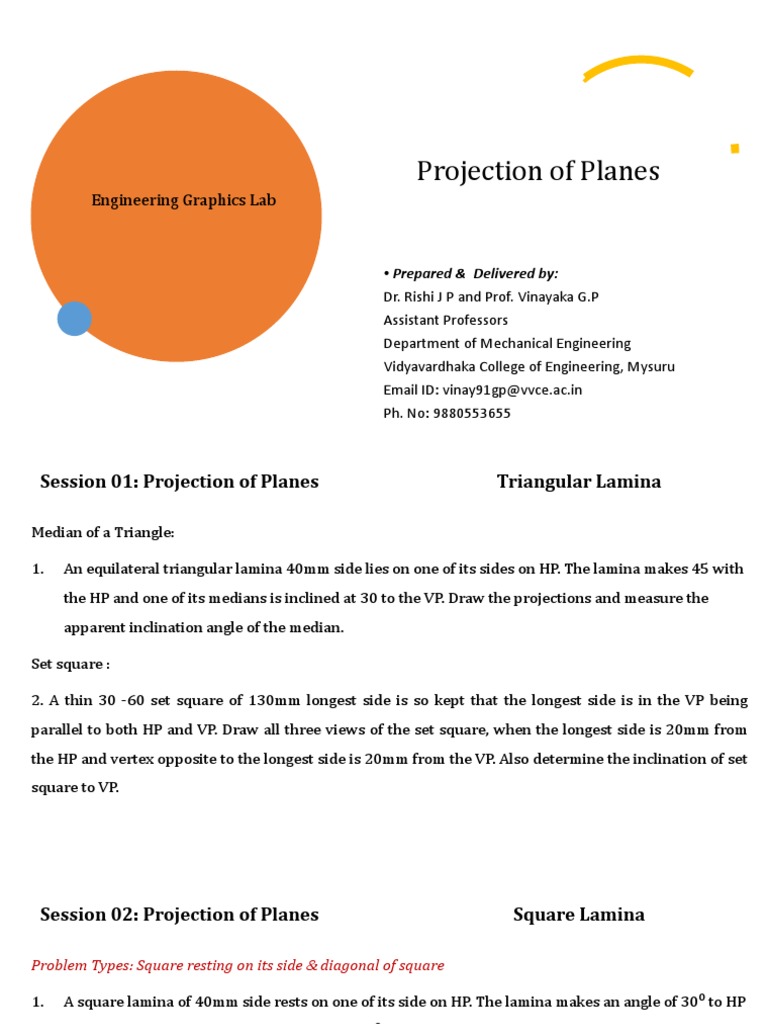 Projection of Planes: Engineering Graphics Lab | PDF | Triangle | Rectangle