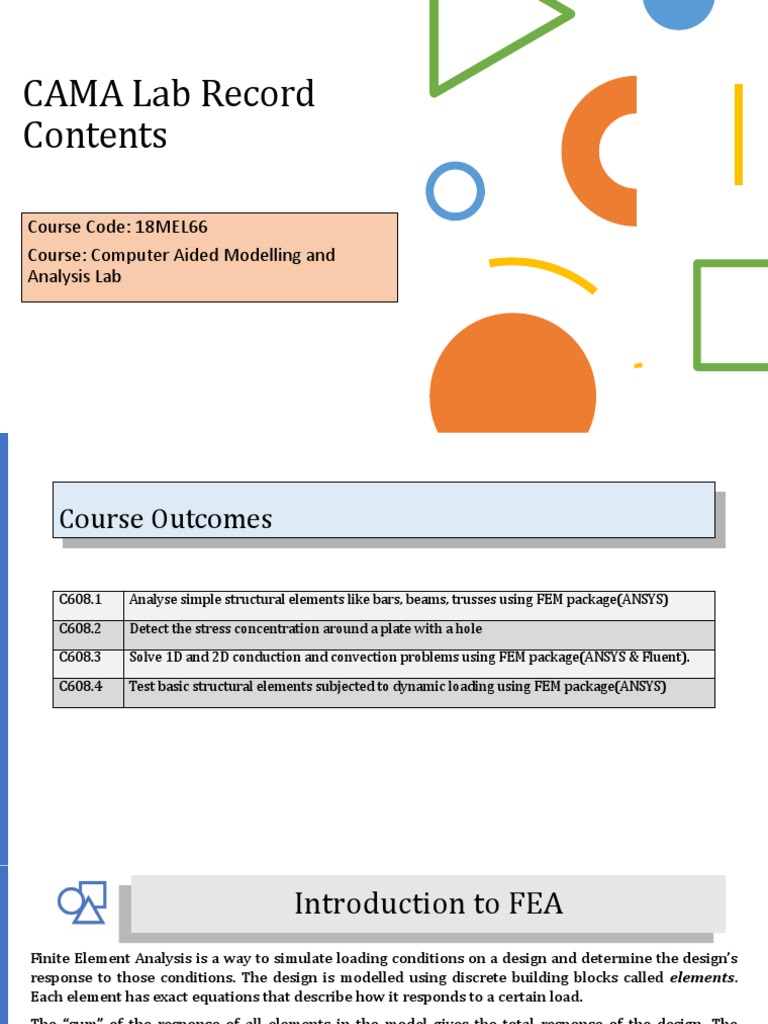 CAMA Lab Record: Course Code: 18MEL66 Course: Computer Aided Modelling ...