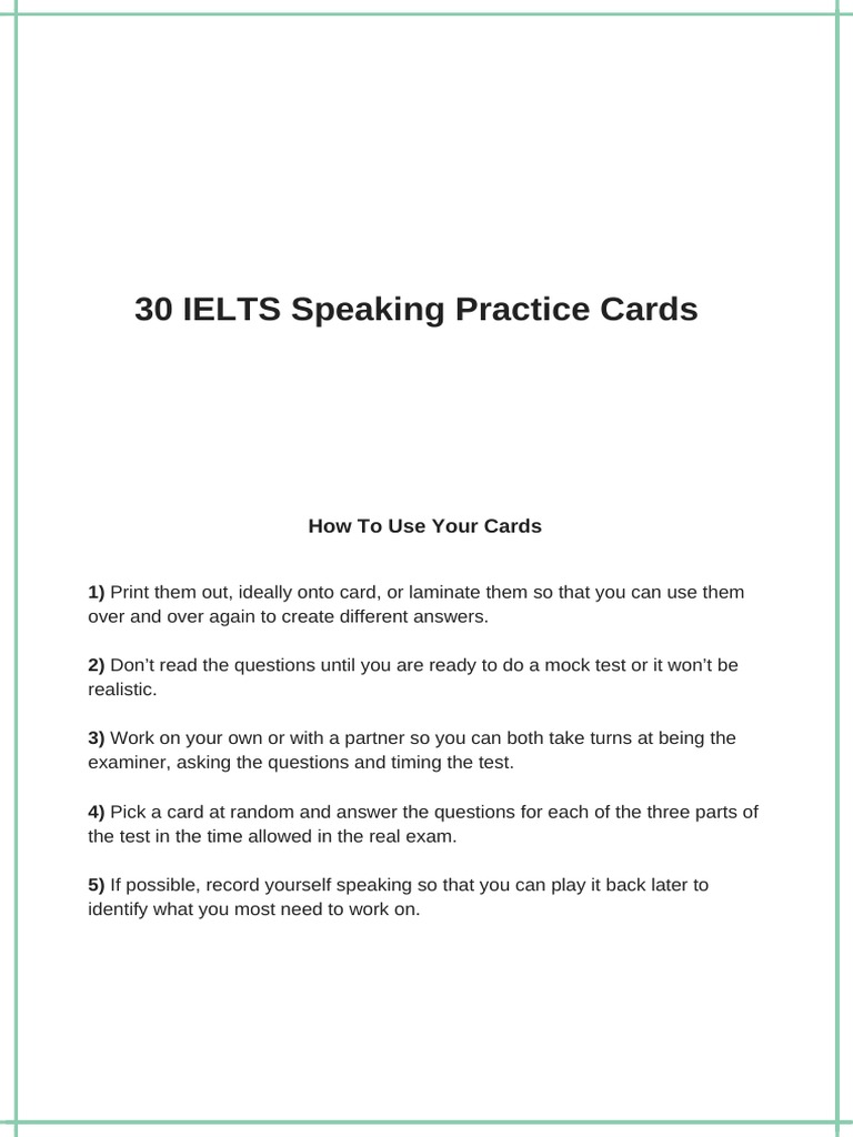 30 I e Lts Speaking Practice Cards | PDF | Tourism | Selfie