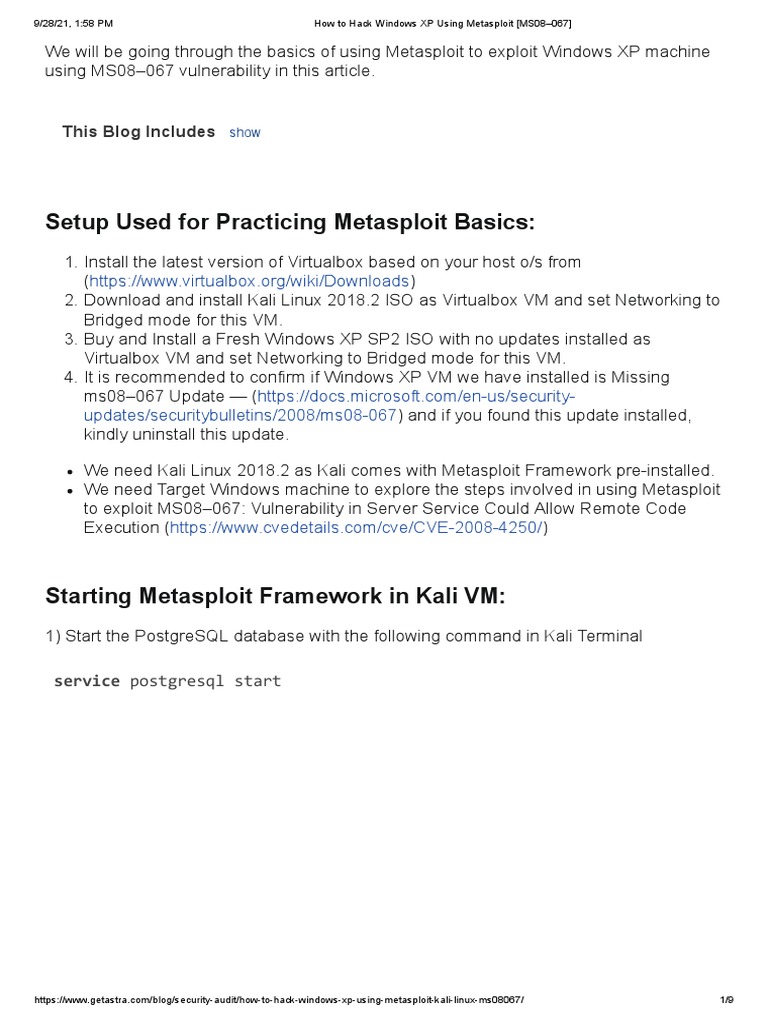 01-How To Hack Windows XP Using Metasploit (MS08-067) | PDF | Computer Engineering | Computing