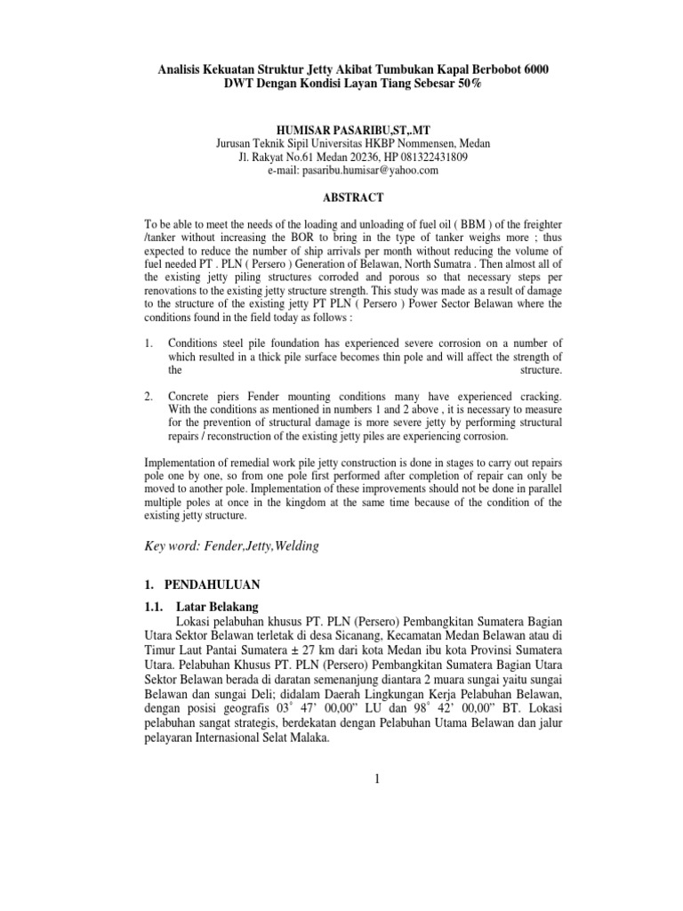 Kekuatan Struktur Jetty untuk Kapal 6000 DWT | PDF | Deep Foundation ...