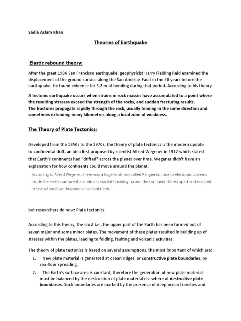 Theories of Earthquake | PDF | Plate Tectonics | Earthquakes