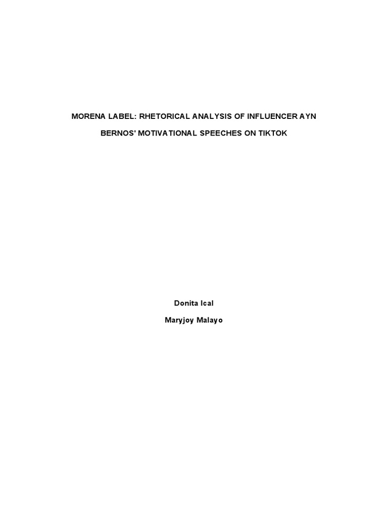 Rhetorical Analysis Ayn Bernos On Tiktok 3 | PDF | Self Esteem | Rhetoric