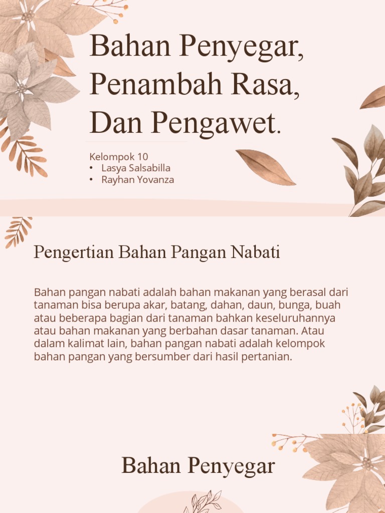Kelompok 10 - Bahan Penyegar, Penambah Rasa, Dan Pengawet | PDF