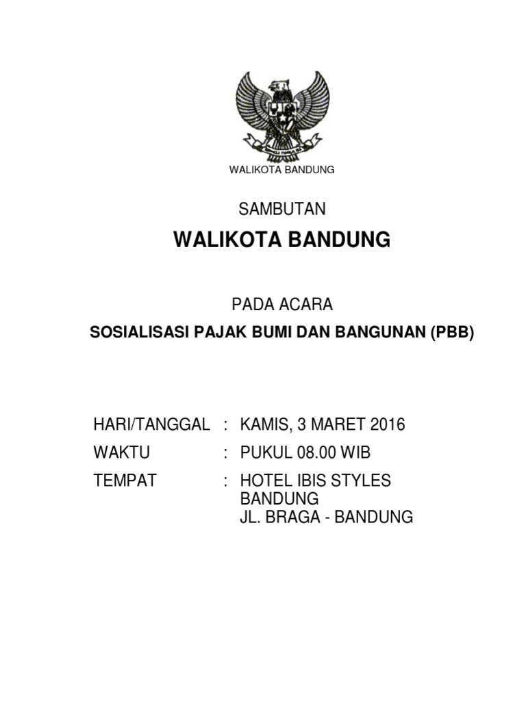 Sosialisasi PBB oleh Walikota Bandung | PDF | Bisnis | Ilmu Sosial