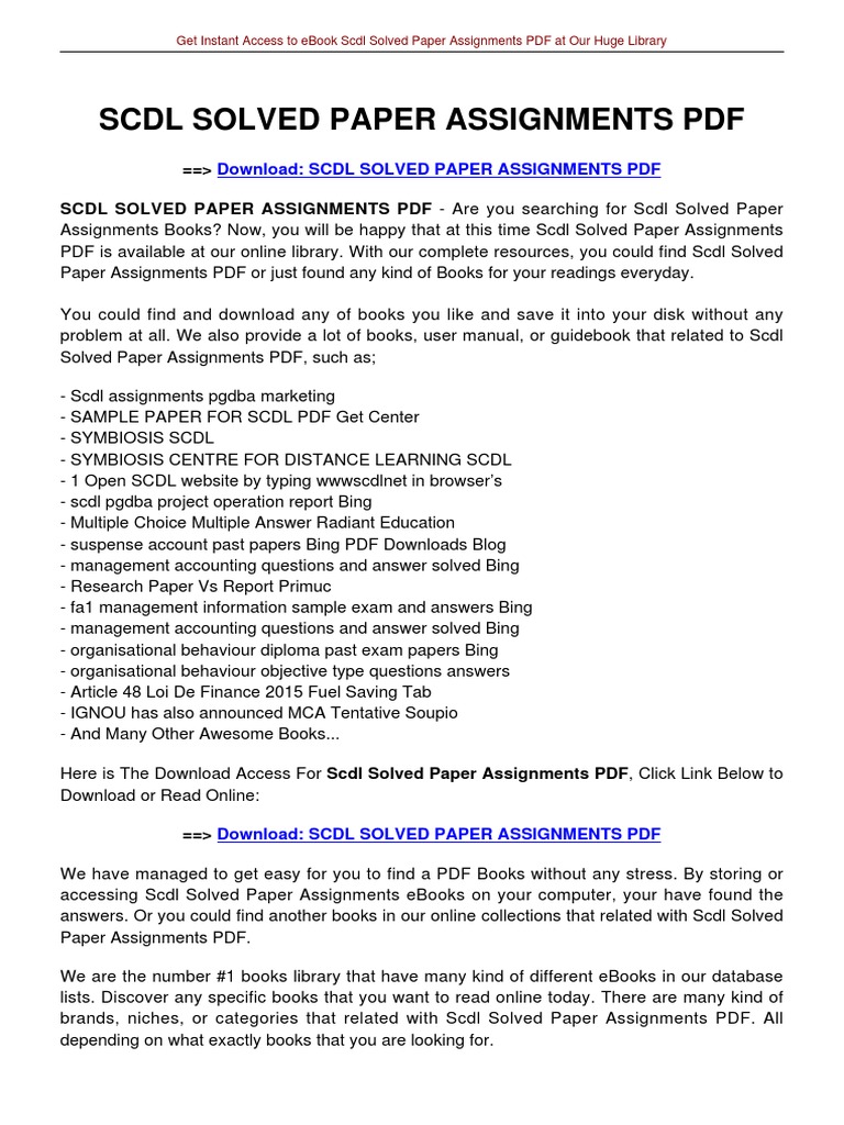 Download: SCDL Solved Paper Assignments PDF | PDF | E Books | Libraries