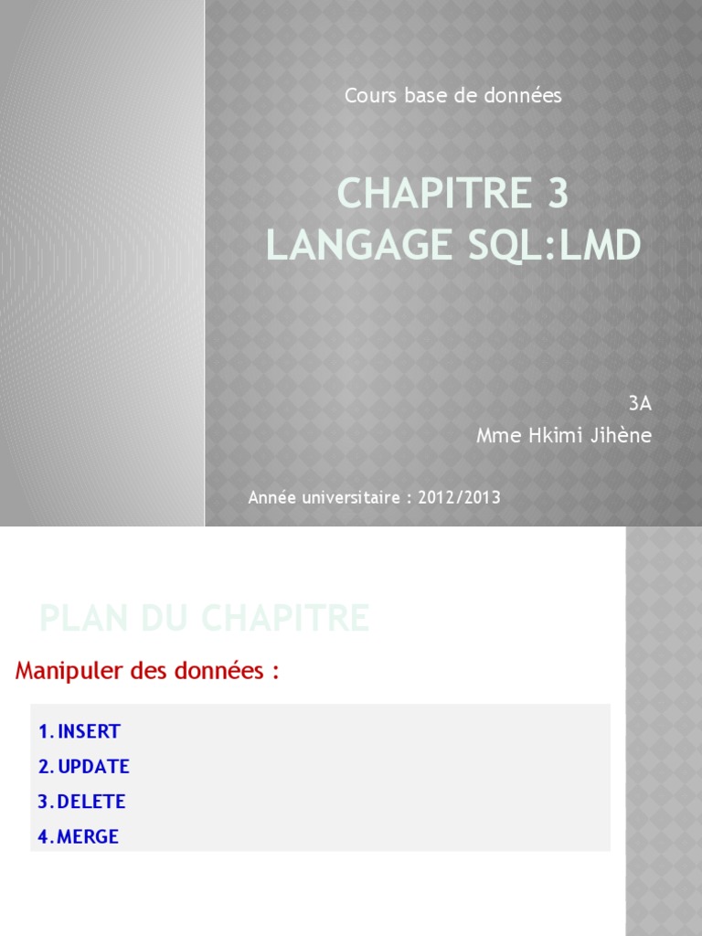 Cours LMD | PDF | SQL | Développement de logiciel