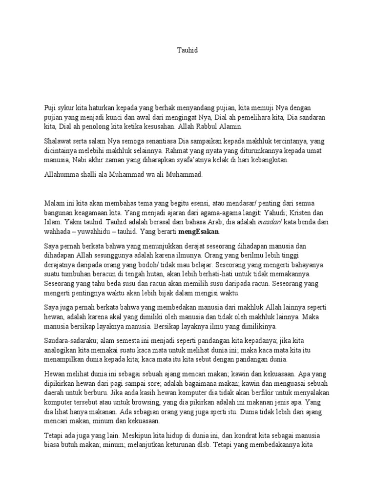 Tauhid | PDF | Filsafat | Kesehatan Holistik