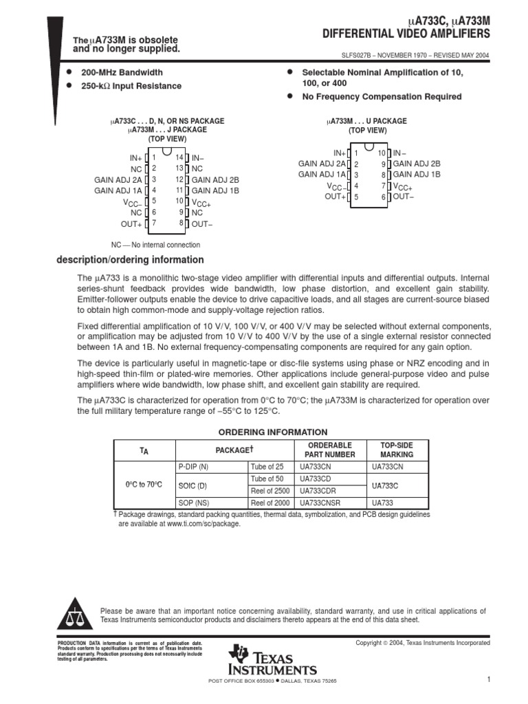 D D D D: and No Longer Supplied. A733M Is Obsolete | PDF | Amplifier ...