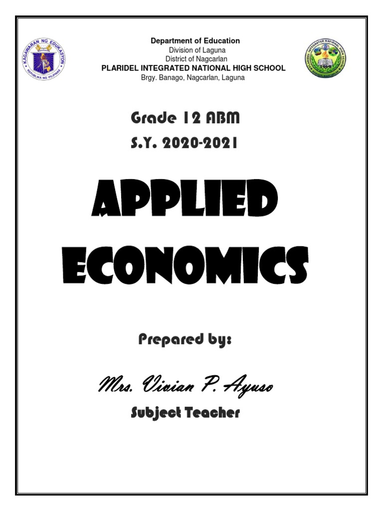Vap Activity Sheets Applied Economics | PDF | Economics | Poverty