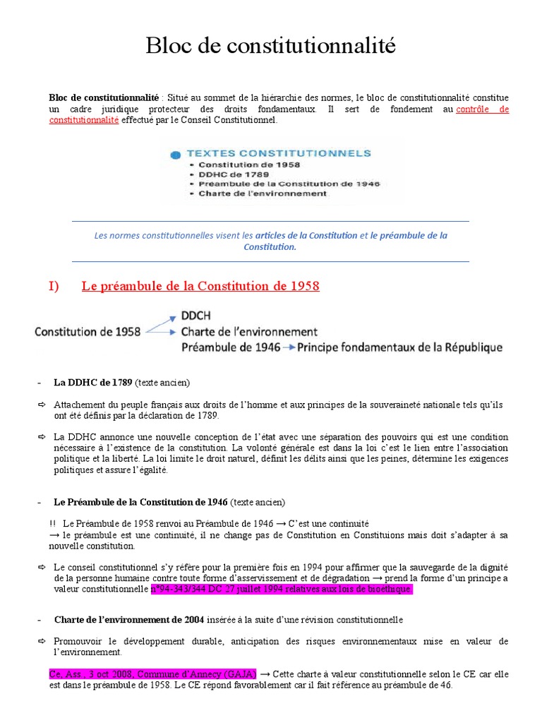 Bloc de Constitutionnalité | Descargar gratis PDF | Législation | Constitution