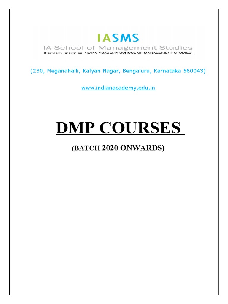DMP Courses - Syllabus-12.03.2021 - de - Reena | PDF