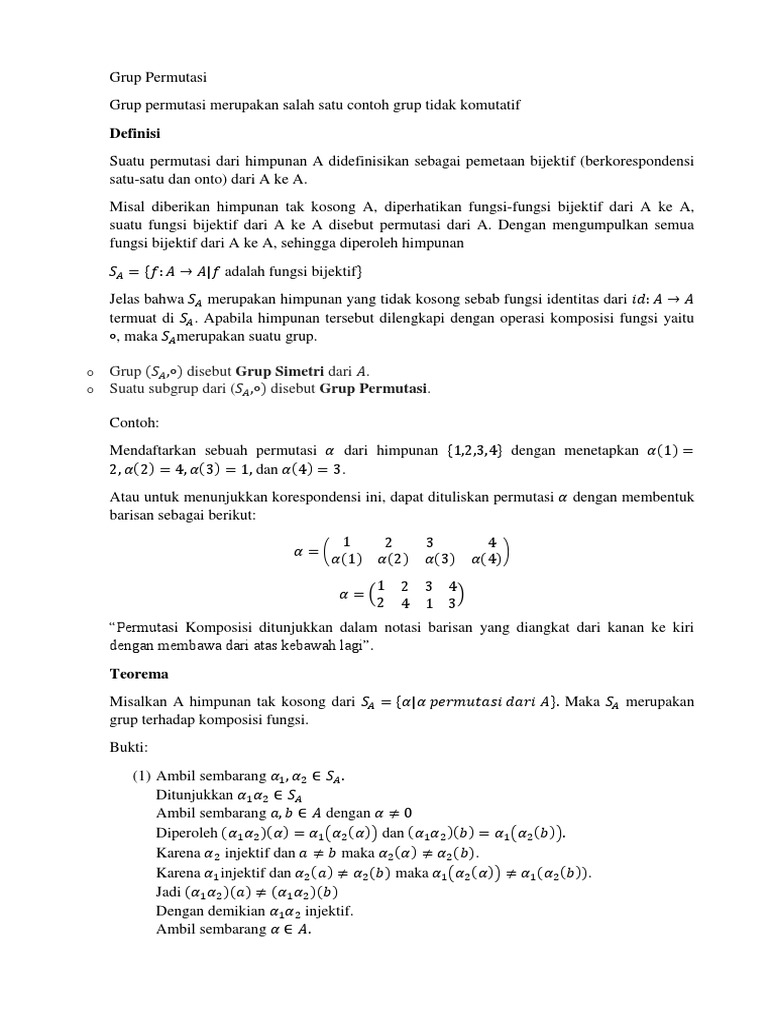 Grup Permutasi | PDF | Metode & Bahan Ajar | Komputer