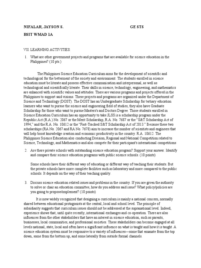 Module 4 GE STS | PDF | Science Education | Science