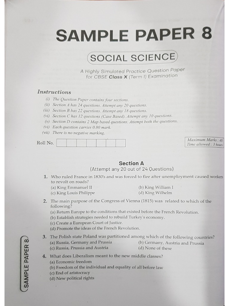 SSC Sample Paper 8 | PDF
