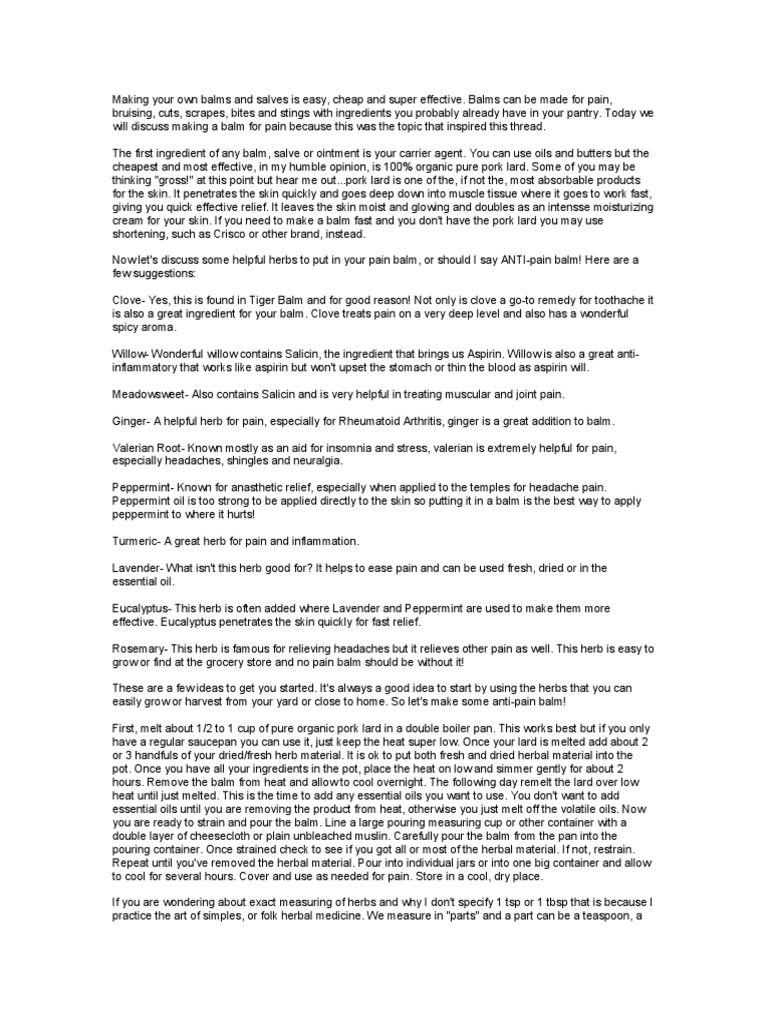 Making Your Own Balms and Salves Is Easy | PDF | Foods