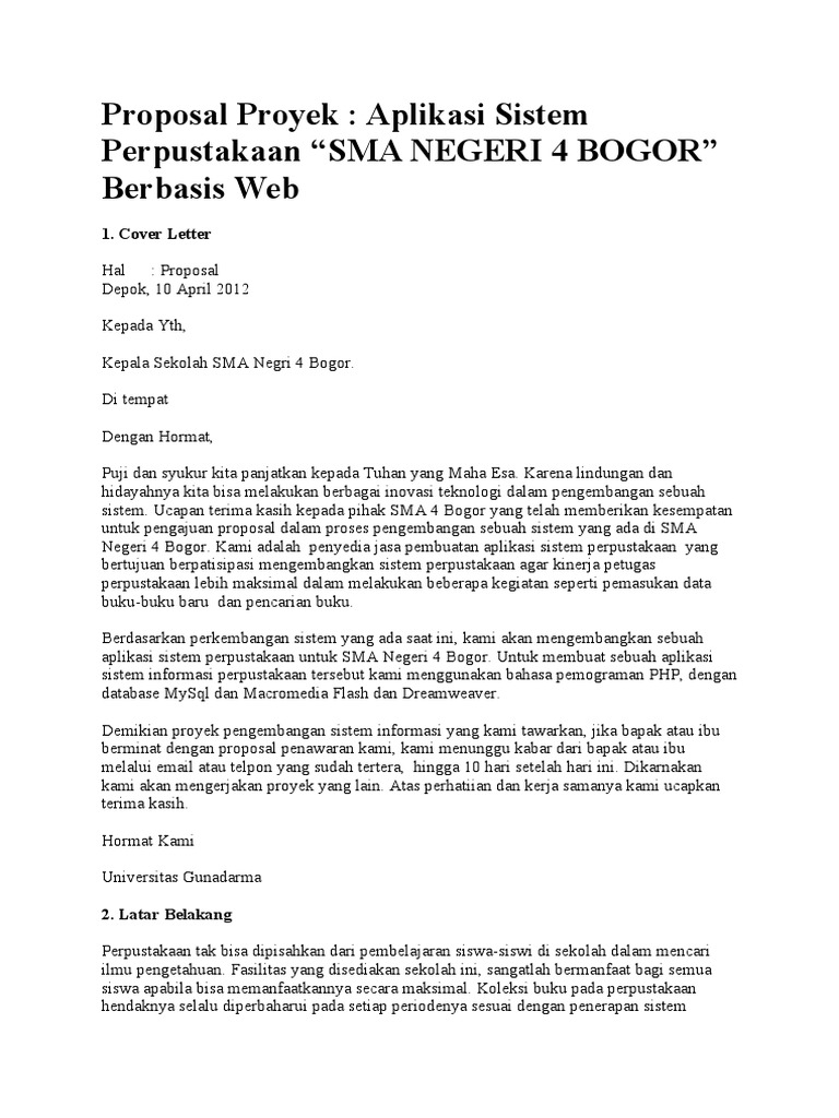 Proposal Proyek Pembuatan Aplikasi | PDF