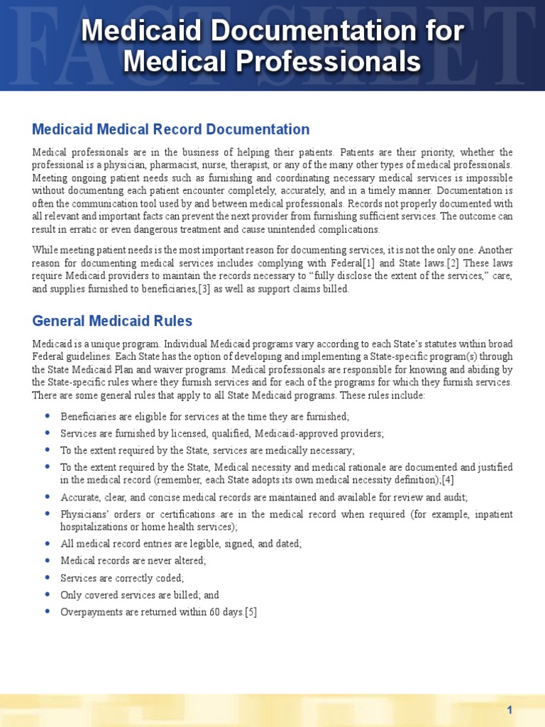 Medicaid Medical Record Documentation | PDF | Medical Record | Health ...