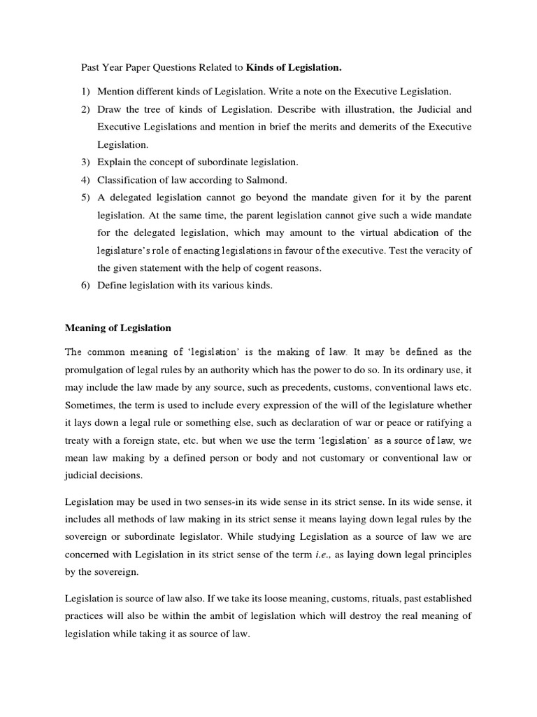 Kinds of Legislation | PDF | Sources Of Law | Legislation