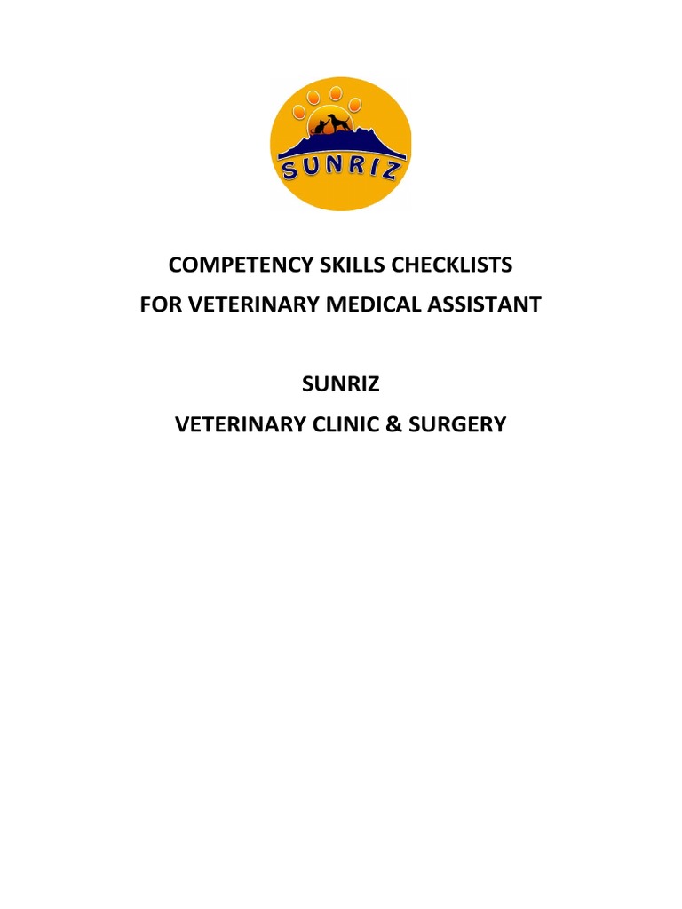 Veterinary Assistant Skills Checklist | PDF | Anesthesia | Surgery