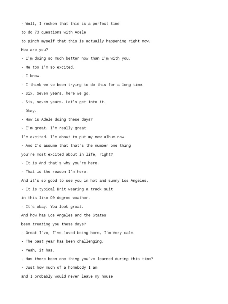 (English (United States) ) 73 - Questions With Adele - Vogue (DownSub ...