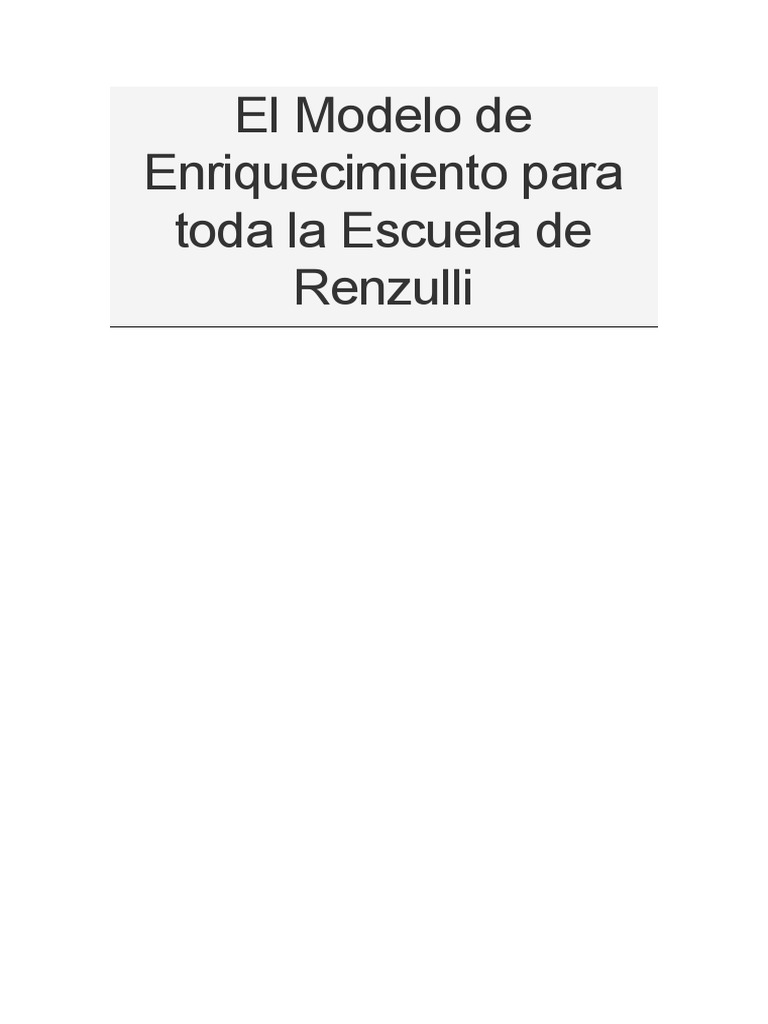 Modelo de Enriquecimiento Renzulli SEM | PDF | Inteligencia | Plan de ...