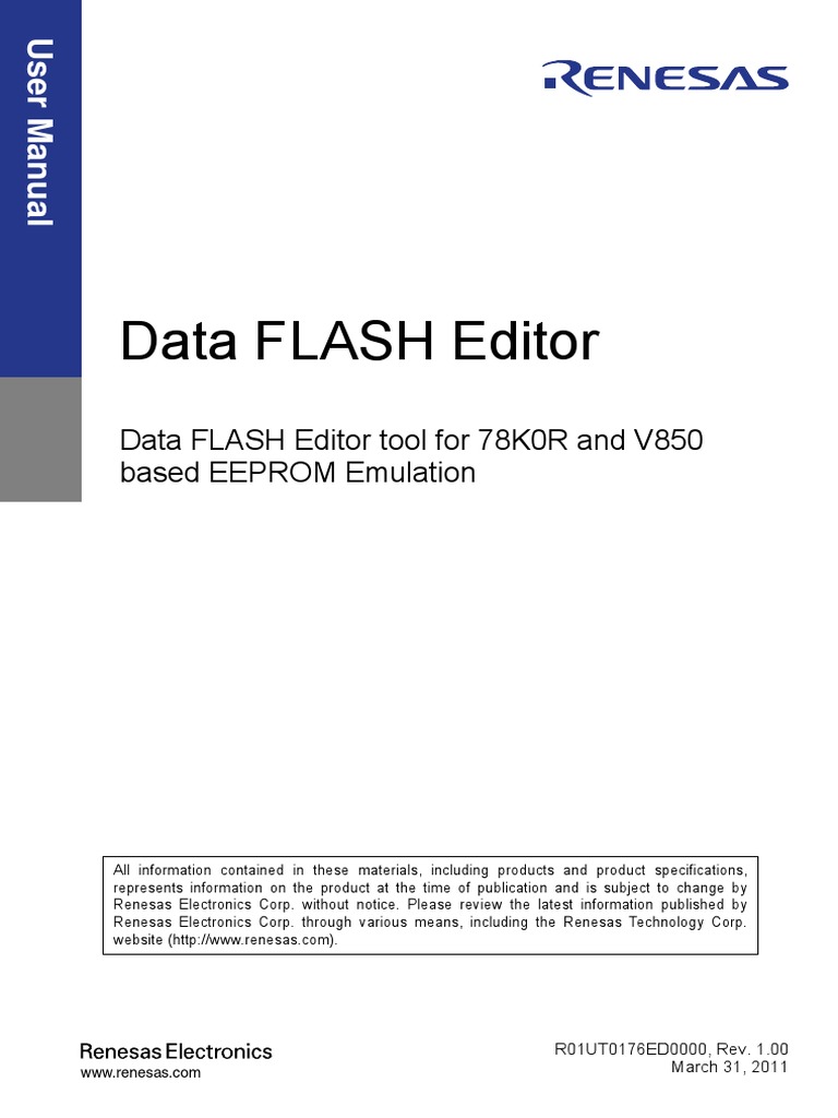 Data FLASH Editor: Data FLASH Editor Tool For 78K0R and V850 Based ...