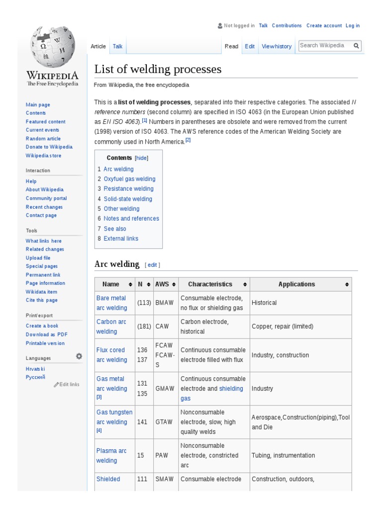 List of Welding Processes | PDF | Construction | Welding