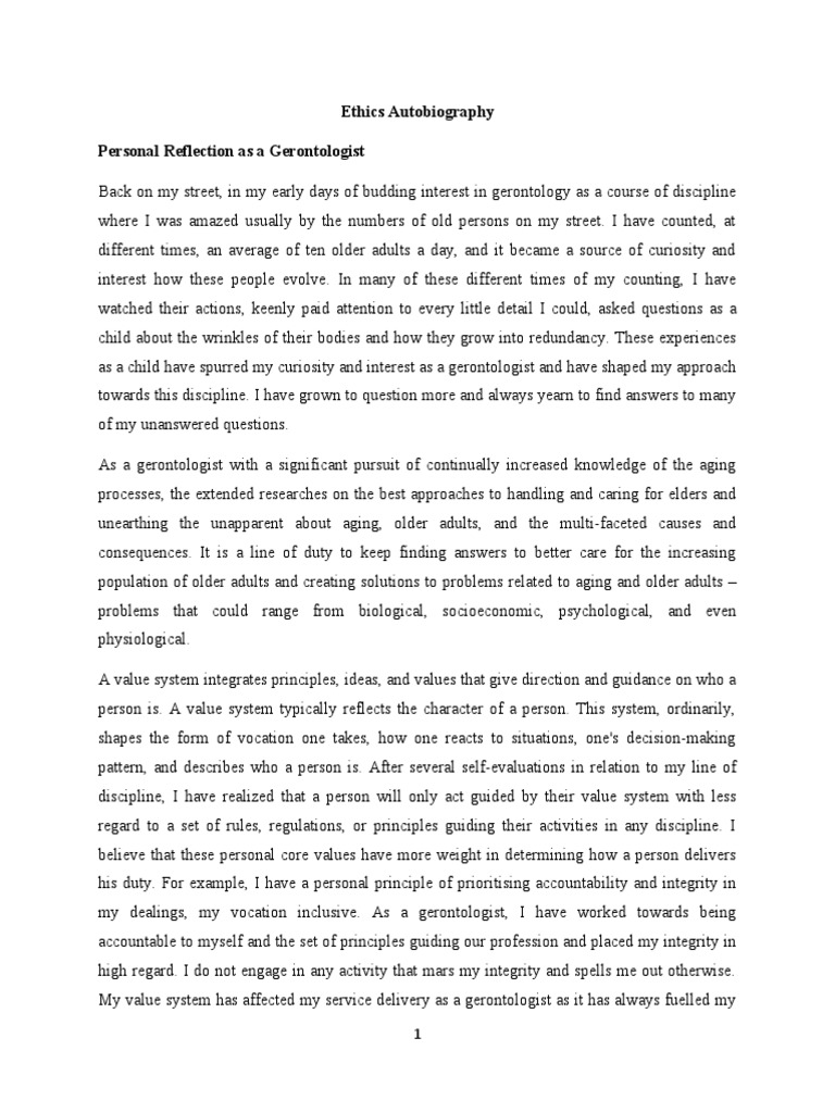 Ethics Autobiography in Gerontology | PDF | Morality | Integrity