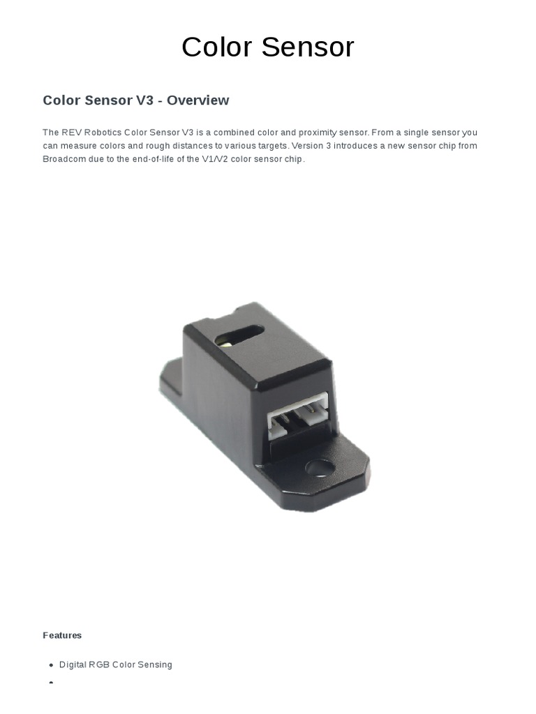 Color Sensor V3 - Overview | PDF | Color | Sensor