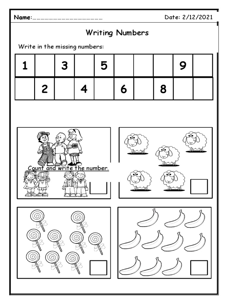 Writing Numbers: Write in The Missing Numbers | PDF