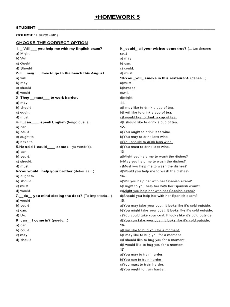 +homework 5: Choose The Correct Option | PDF | Food And Drink | Foods