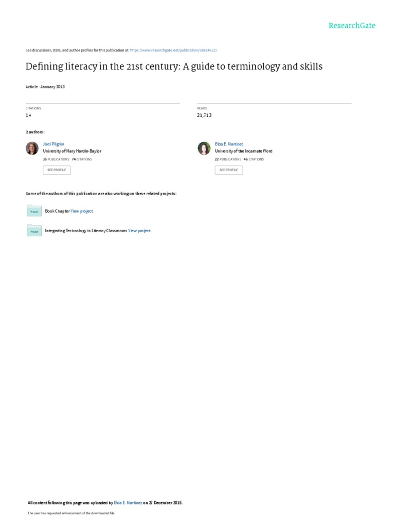 Defining Literacy in The 21st Century: A Guide To Terminology and ...