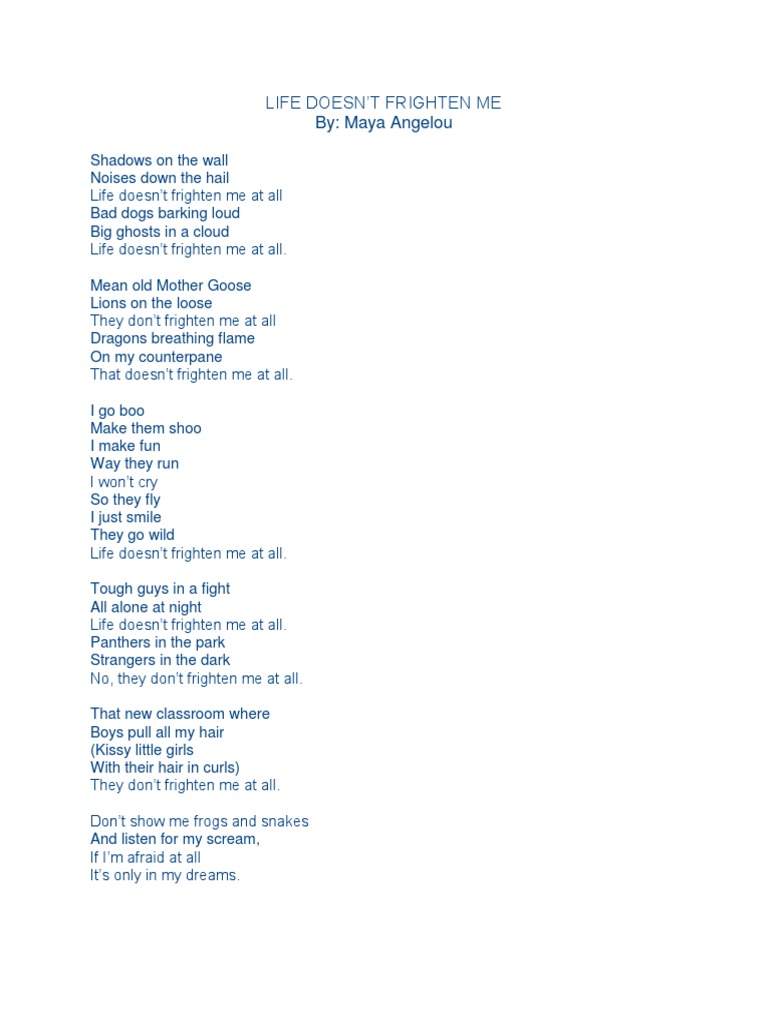 Life Doesnt Frighten Me - Poem | PDF